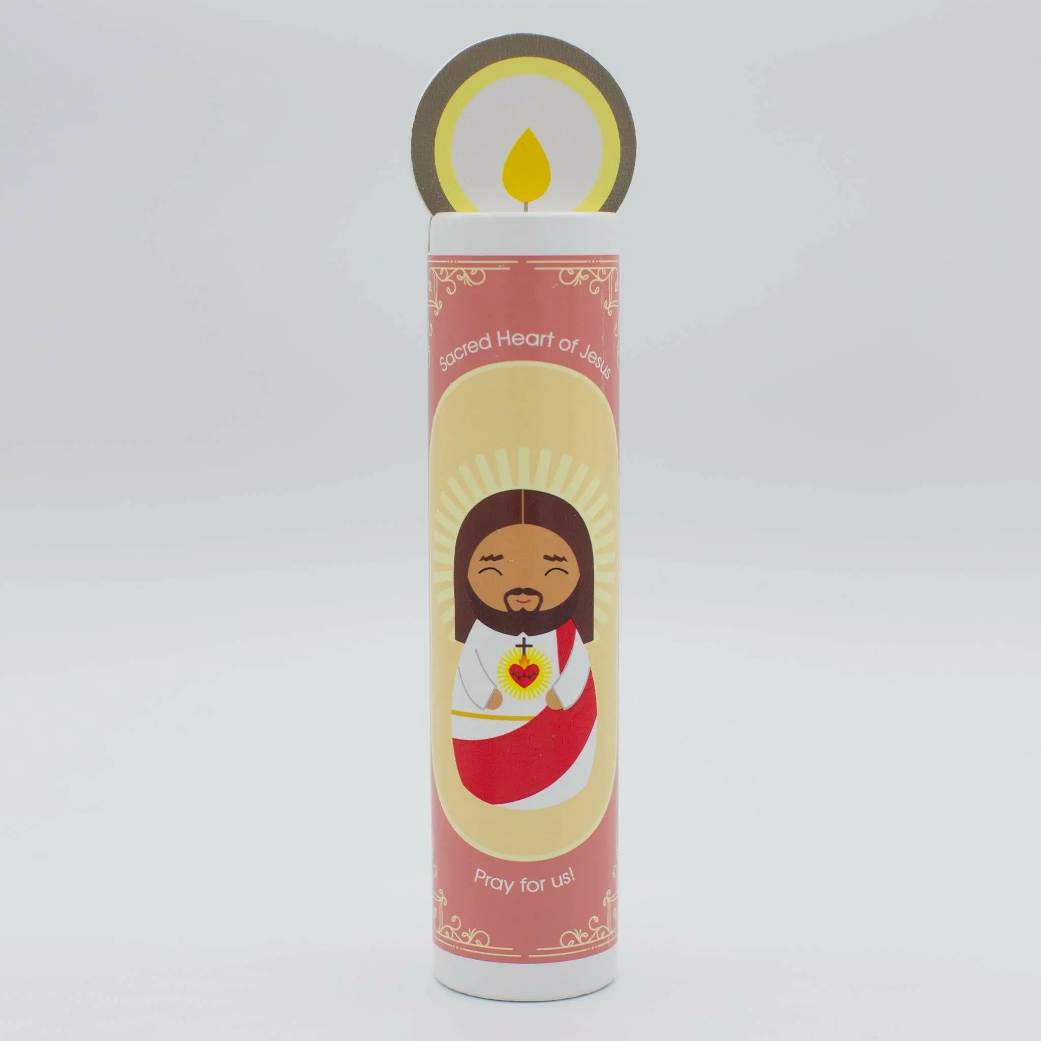 Sacred Heart of Jesus Wooden Prayer Candle – Gentle Nursery Shop