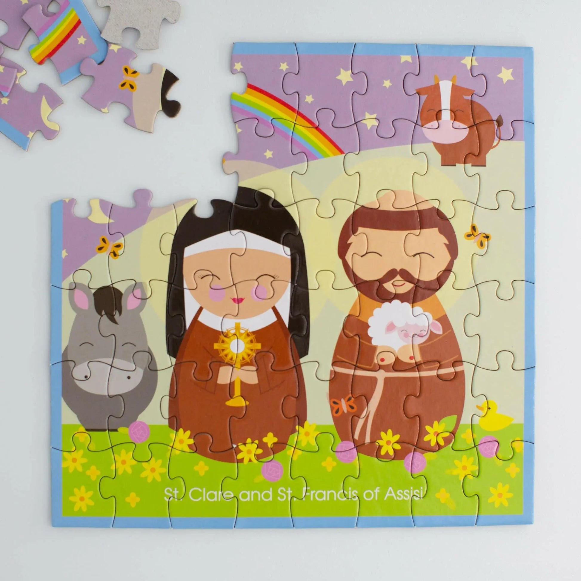 St. Clare and St. Francis of Assisi Mini Puzzle – Gentle Nursery Shop