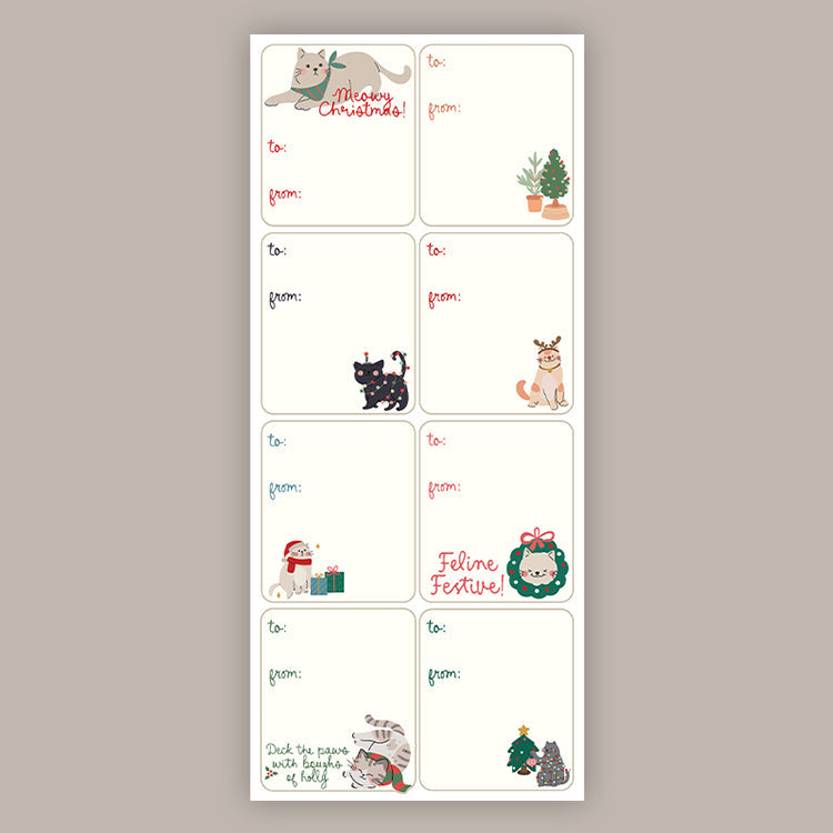 Cat Holiday Tags (Sticker Sheet) – Gentle Nursery Shop