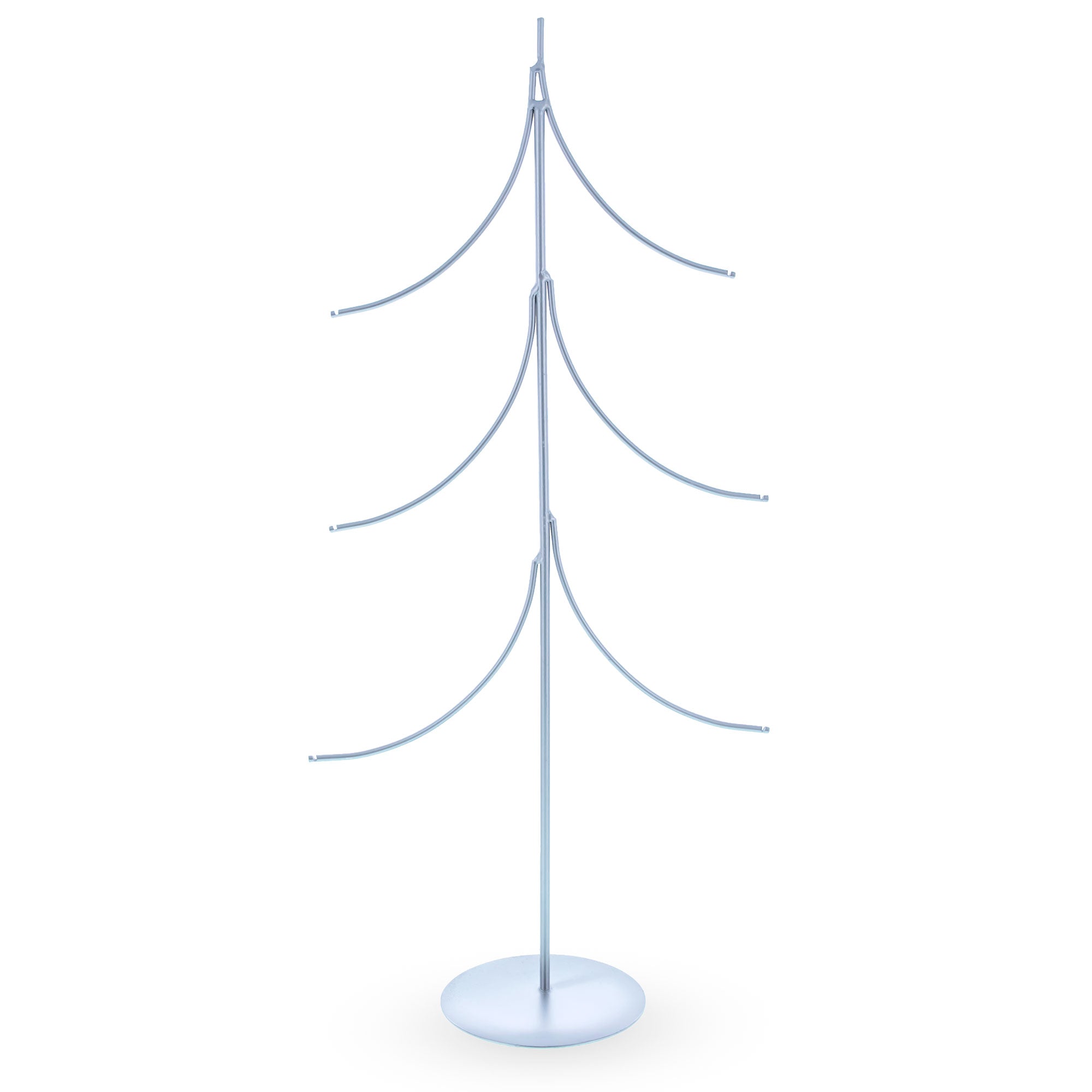 6-Arm Tiered Tree Silver Metal Ornament Display Stand 14 Inches (Polan ...