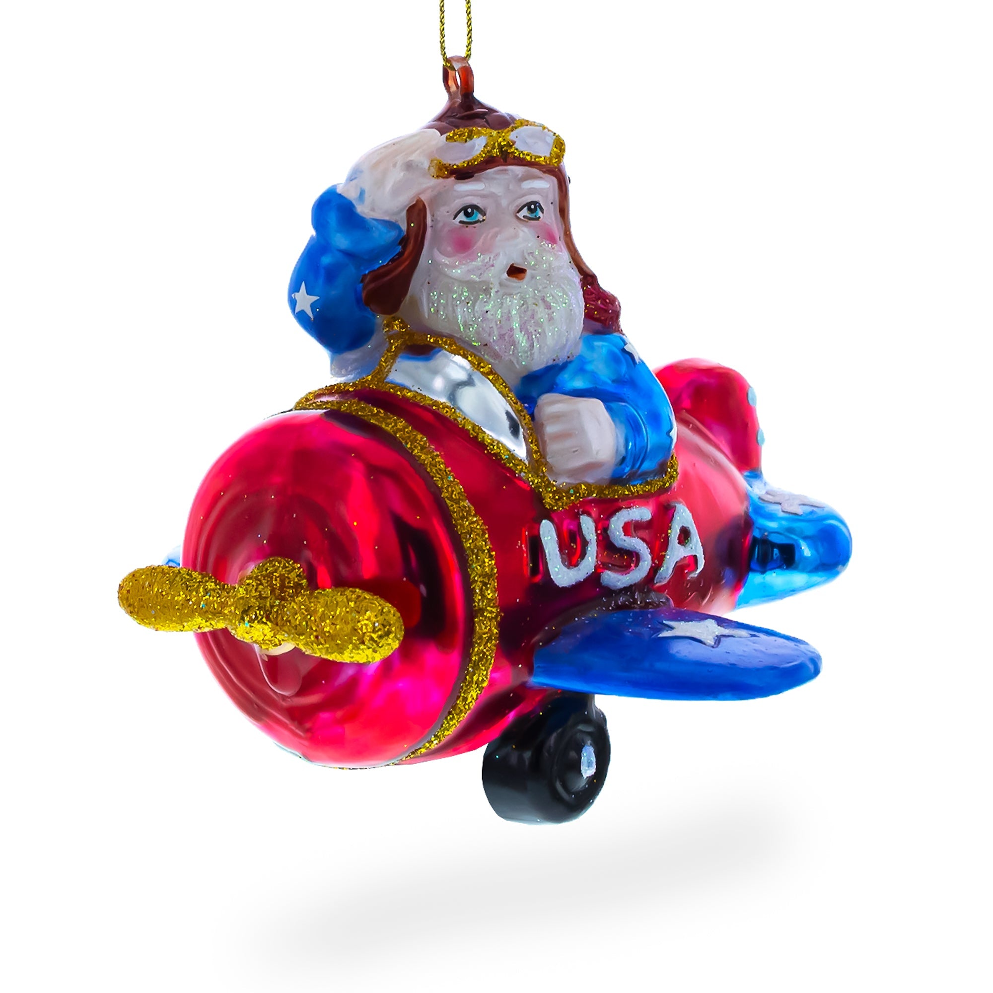 Pilot Santa in Airplane Glass Christmas Ornament – Gentle Nursery Shop