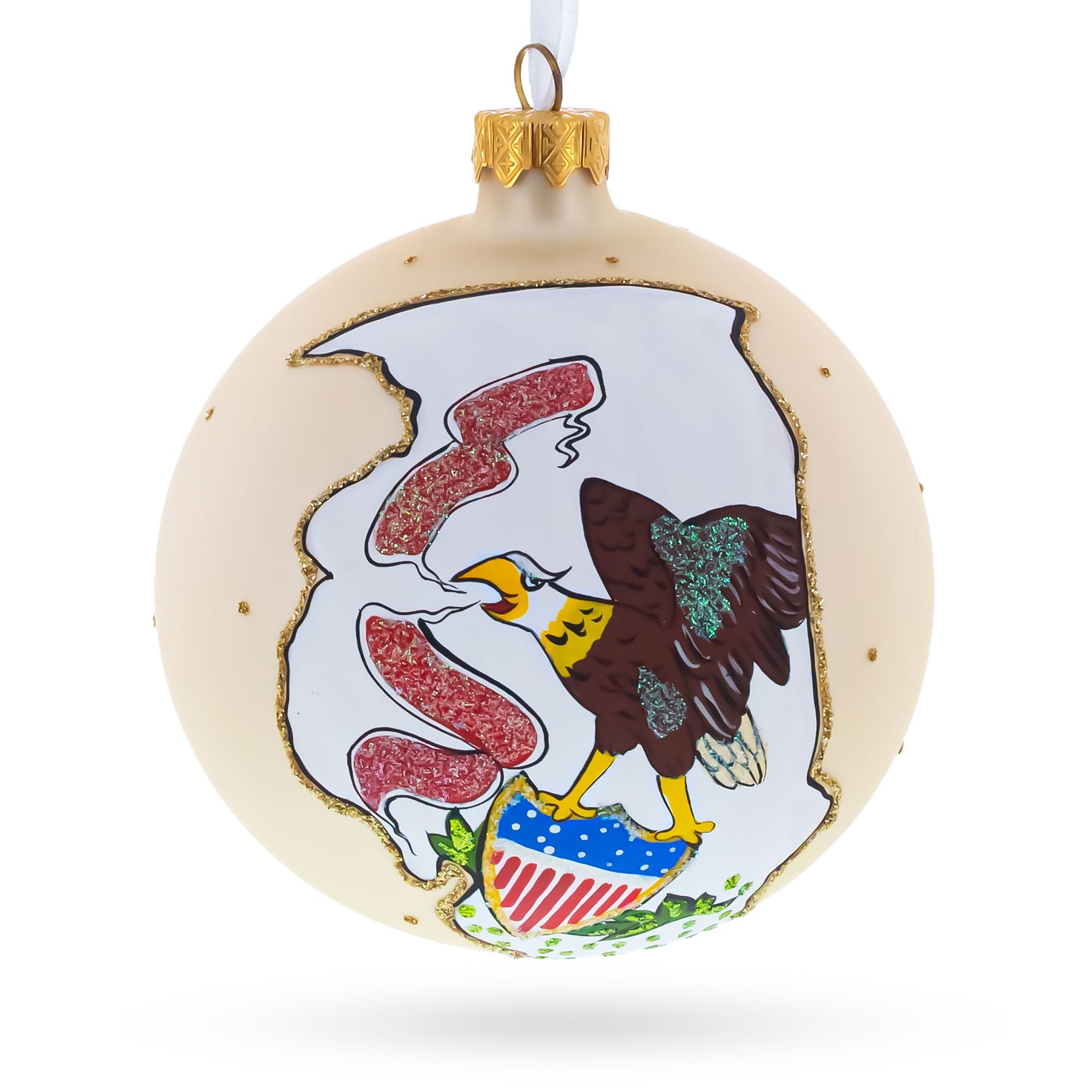 Illinois State, USA Glass Ball Christmas Ornament 4 Inches – Gentle ...