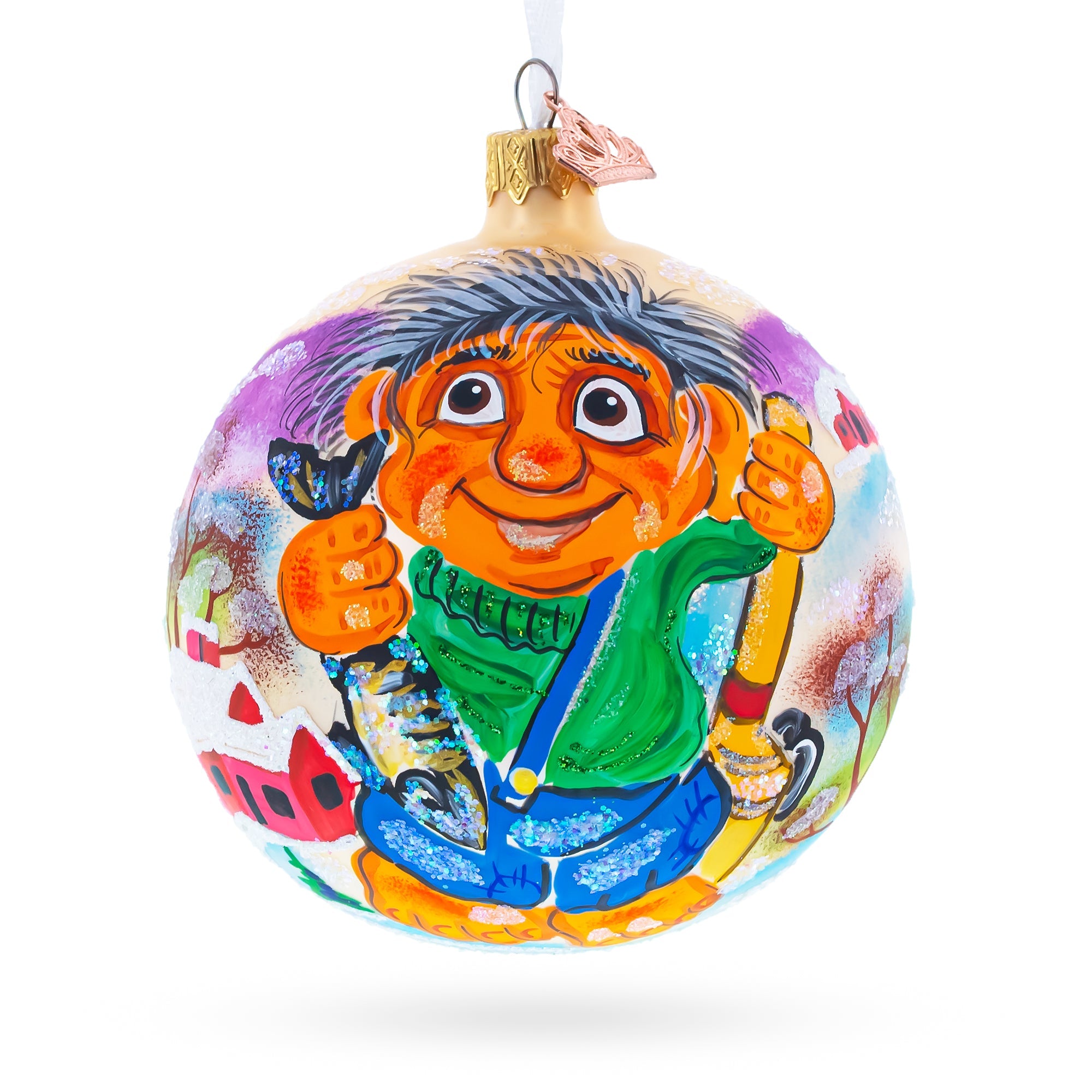 Troll the Fisherman Glass Ball Christmas Ornament 4 Inches – Gentle ...