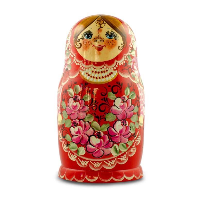 Set of Girls in Red Dress Wooden Nesting Dolls 7 Inches – Gentle ...