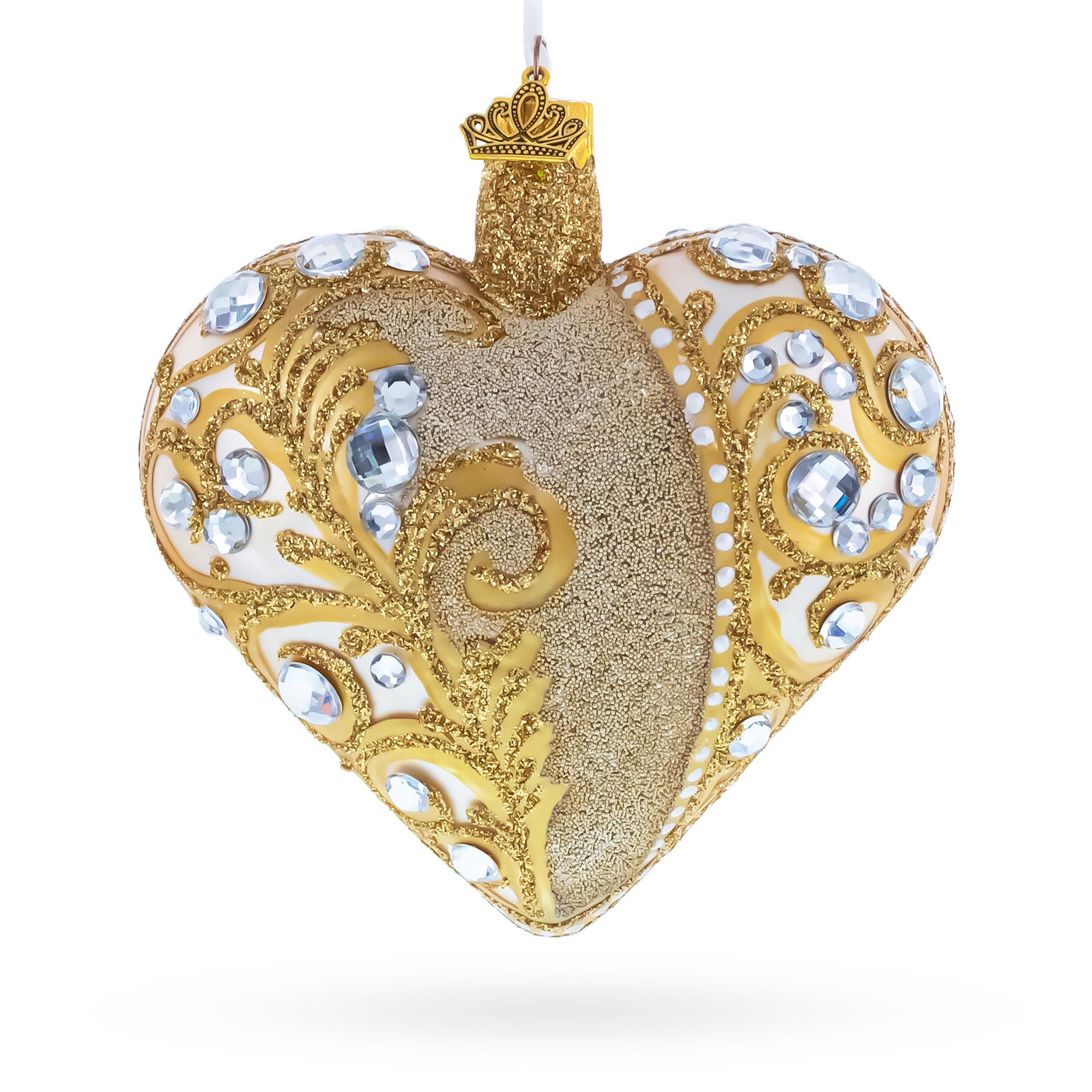 Gold Jeweled Baroque Heart Glass Christmas Ornament – Gentle Nursery Shop