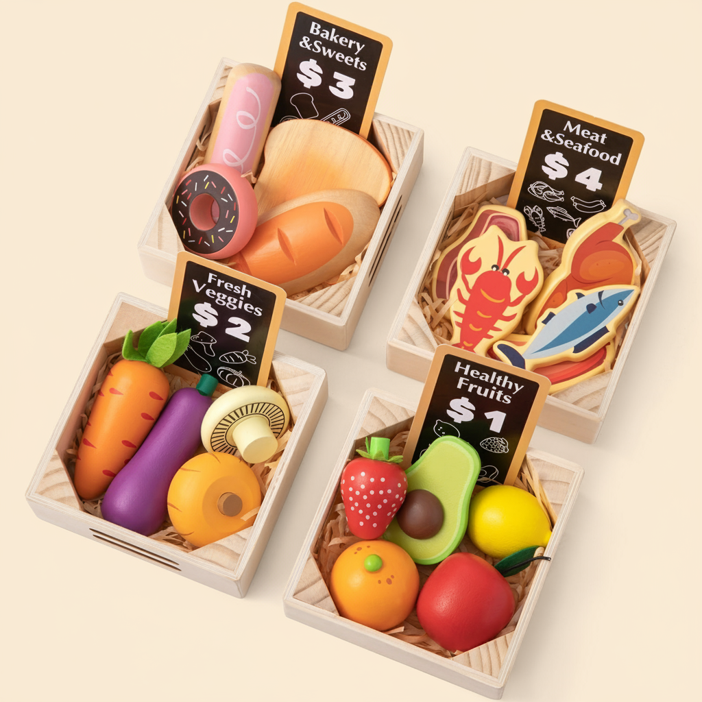 Tiny Land® Wooden Play Food For Kitchen with NO rack – Gentle Nursery Shop